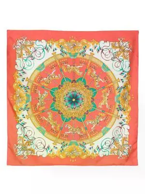 Hermès 1980s Carousel-print Silk Scarf - White