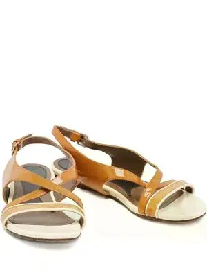 Marni Patent Leather Cross-strap Flat Sandals - Brown