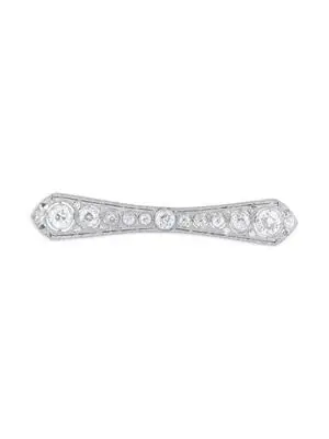 LB EXCLUSIVE 14k White Gold Art Deco Diamond Brooch - Silver