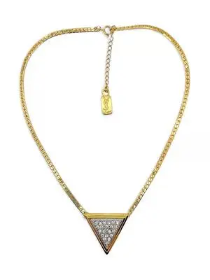 Saint Laurent 1980s Geo-style Rhinestone Necklace - Gold