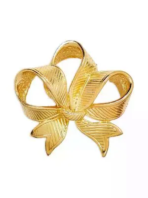 SUSAN CAPLAN 1980s Textured Bow Brooch - Gold
