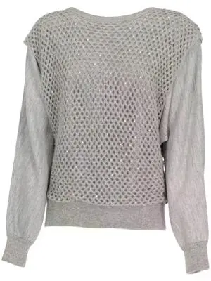 Valentino Garavani 1980s Knitted-panel Sweater - Grey