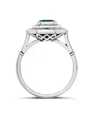 PRAGNELL Platinum Art Deco Emerald And Diamond Target Ring