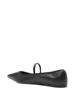 FERRAGAMO Pointed Leather Ballerina Shoes - Black