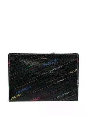 Balenciaga Pre-owned Logo-print Bazar Pouch - Black