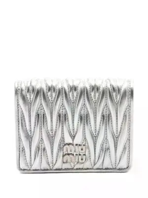 Miu Miu 2020s Matelassé Bi-fold Wallet - Silver