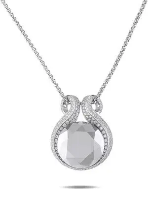 Chopard 18k White Gold Diamond And Hematite Pendant Necklace - Silver