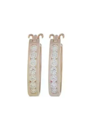LB EXCLUSIVE 14k Rose Gold Diamond Hoop Earrings - Pink
