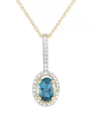 LB EXCLUSIVE 14kt Yellow Diamond And Blue Topaz Pendant Necklace - Gold