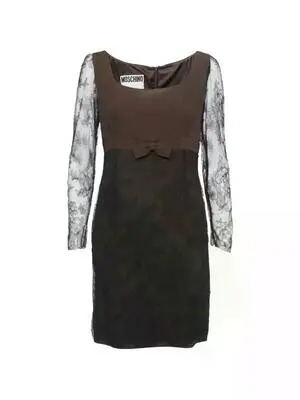 Moschino Mini Dress With Bow And Lace Details - Brown