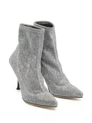 SERGIO ROSSI 90mm Embellished Ankle Boots - Silver