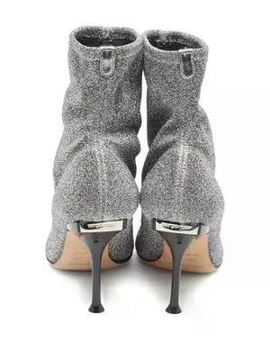 SERGIO ROSSI 90mm Embellished Ankle Boots - Silver