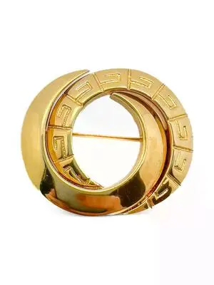 Givenchy 1980s Interlocking Circle Logo Brooch - Gold