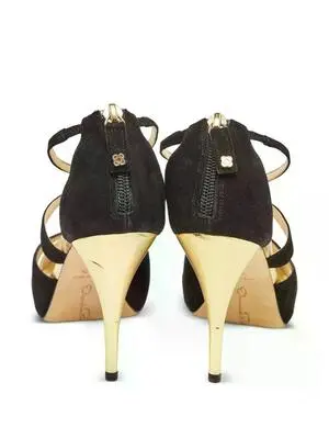 Oscar De La Renta 110mm T-strap Metallic-effect Sandals - Black