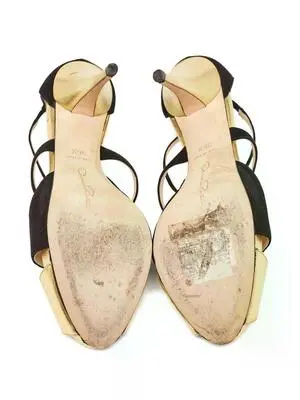 Oscar De La Renta 110mm T-strap Metallic-effect Sandals - Black