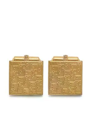 Dior 1990s Oblique Monogram Cufflinks - Gold