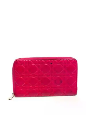Dior Cannage Leather Zip Wallet - Pink