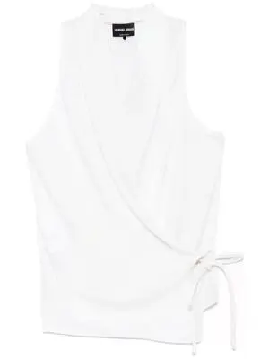 Giorgio Armani Silk Wrap Blouse - White