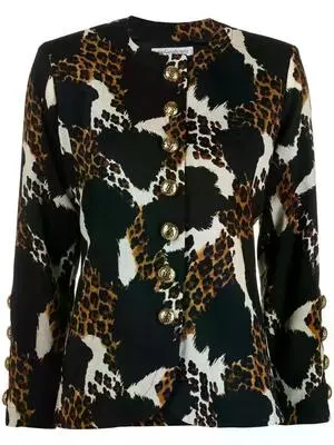 Saint Laurent 1980s Animal-print Single-breasted Jacket - Black