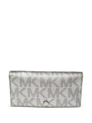 Michael Kors Logo-printed Metallic Wallet - Silver