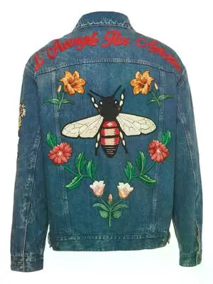 Gucci Floral-embroidered Denim Jacket