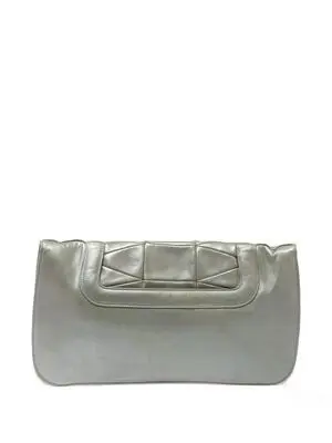 FERRAGAMO Leather Pleated Clutch Bag