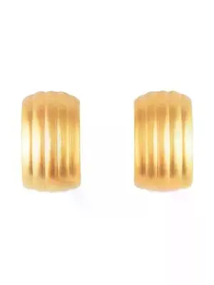 SUSAN CAPLAN 1980s Ribbed Demi-hoop Clip-on Earrings - Gold
