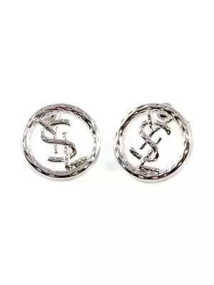 Saint Laurent 2000s Logo-detail Round Earrings - Silver
