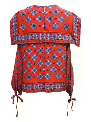 Sandro Dalla Cold-shoulder Mosaic-print Blouse