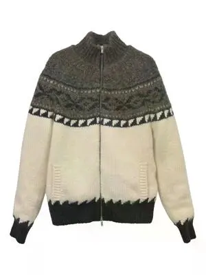 Saint Laurent Fair Isle Knit Zip-up Cardigan