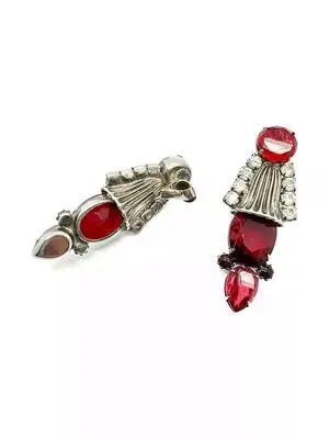 JENNIFER GIBSON JEWELLERY 1960s Ruby Glass Clip-on Drop Earrings