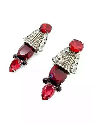 JENNIFER GIBSON JEWELLERY 1960s Ruby Glass Clip-on Drop Earrings