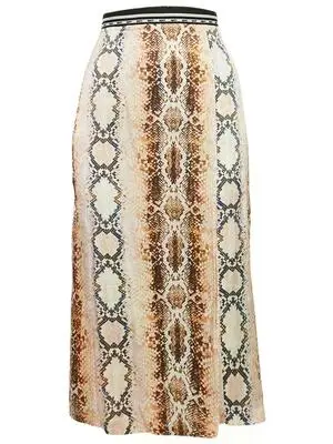 Maje Snakeskin-print Midi Skirt