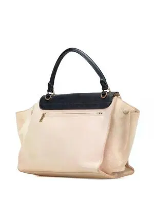 Celine 2012 Bicolor Calfskin And Suede Trapeze Satchel - Brown
