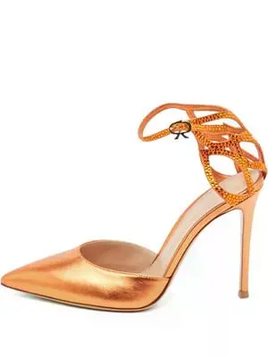 GIANVITO ROSSI 110mm Crystal-embellished Sandals - Orange