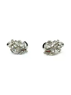 JENNIFER GIBSON JEWELLERY 1940's Vintage Crown Trifari Crystal Swirl Earrings