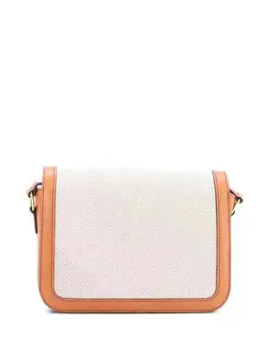 Celine Triomphe Shoulder Bag Canvas With Leather Medium Crossbody Bag - Neutrals