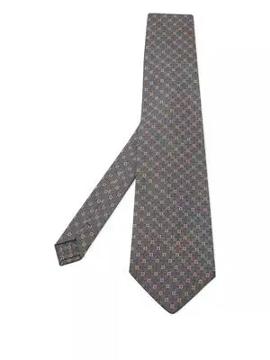 Giorgio Armani Patterned Jacquard Silk Tie - Grey