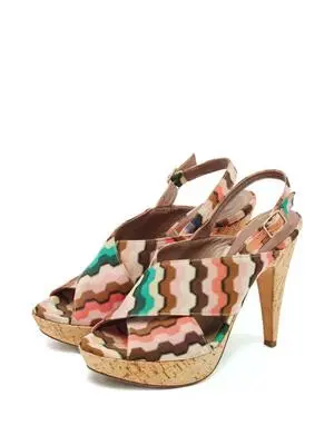 Missoni 130mm Wave Pattern Cork Platform Sandals