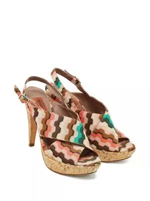 Missoni 130mm Wave Pattern Cork Platform Sandals