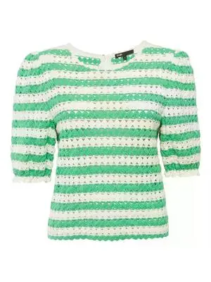 Maje Crochet Striped Sweater