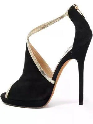 JIMMY CHOO 120mm Fey Cross-strap Suede Sandals - Black