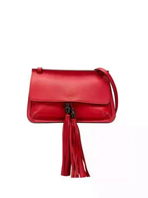 Gucci 2000-2015 Medium Leather Bamboo Daily Crossbody Bag - Red