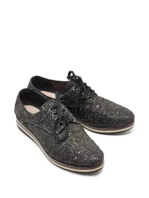 Miu Miu Glitter-embellished Lace-up Shoes