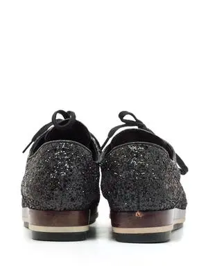 Miu Miu Glitter-embellished Lace-up Shoes