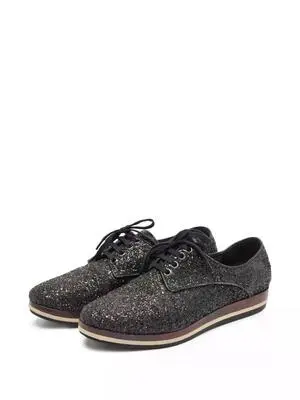 Miu Miu Glitter-embellished Lace-up Shoes