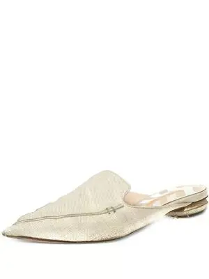 NICHOLAS KIRKWOOD Beya Pointed-toe Flat Mules - Neutrals