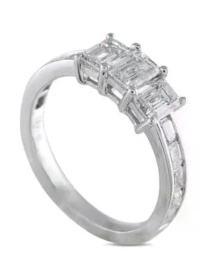 LB EXCLUSIVE 14k White Gold Emerald Cut Diamond Ring - Silver