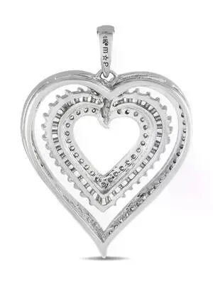 LB EXCLUSIVE 14k White Gold Diamond Heart Pendant - Silver