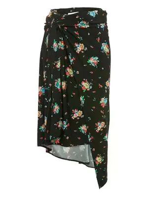 Rabanne Floral-print Asymmetric Skirt